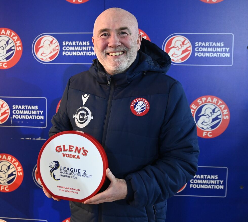 Douglas Samuel - Glen's Vodka Manager of the Month Jan 26 - Spartans FC